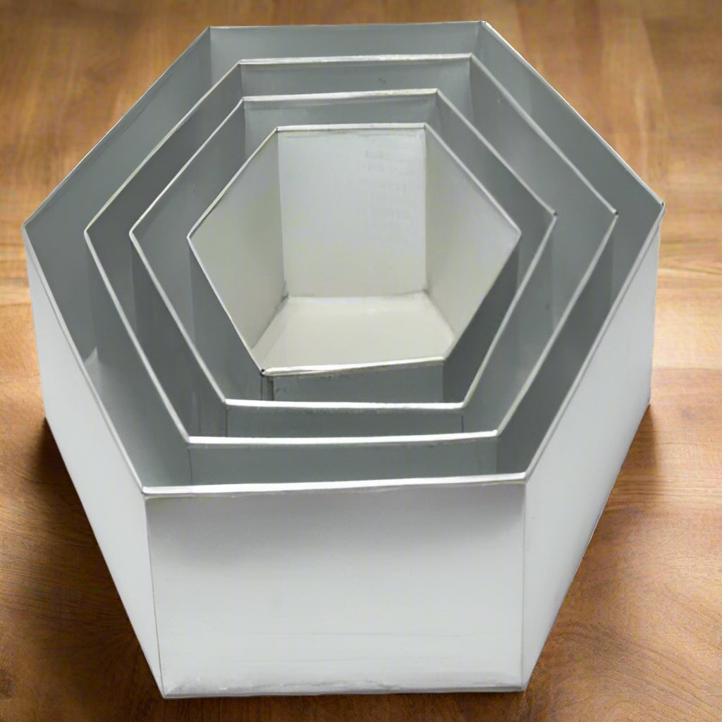 SET OF 4 TIER HEXAGON (3" DEEP) CAKE TINS / CAKE PANS / CAKE MOULDS ...